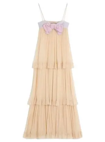 Valentino Garavani Embroidered Crepe Chiffon Maxi Dress - Natural Color