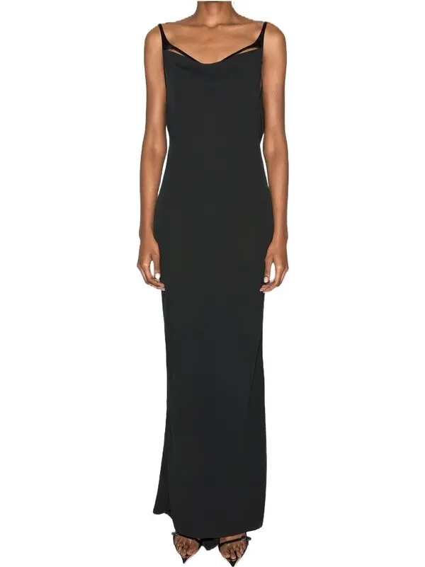 MUGLER Harness Crepe Gown - Black