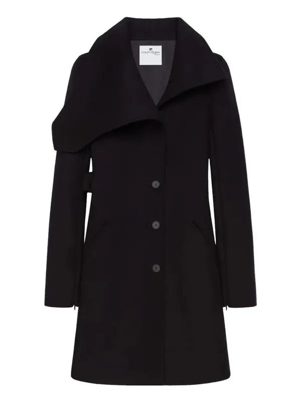 COURREGES Asymmetrical Belted Coat - Black