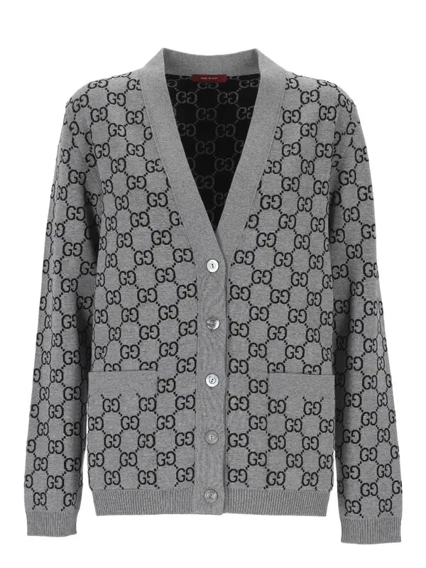Gucci Monogrammed Button-up Cardigan - Gray