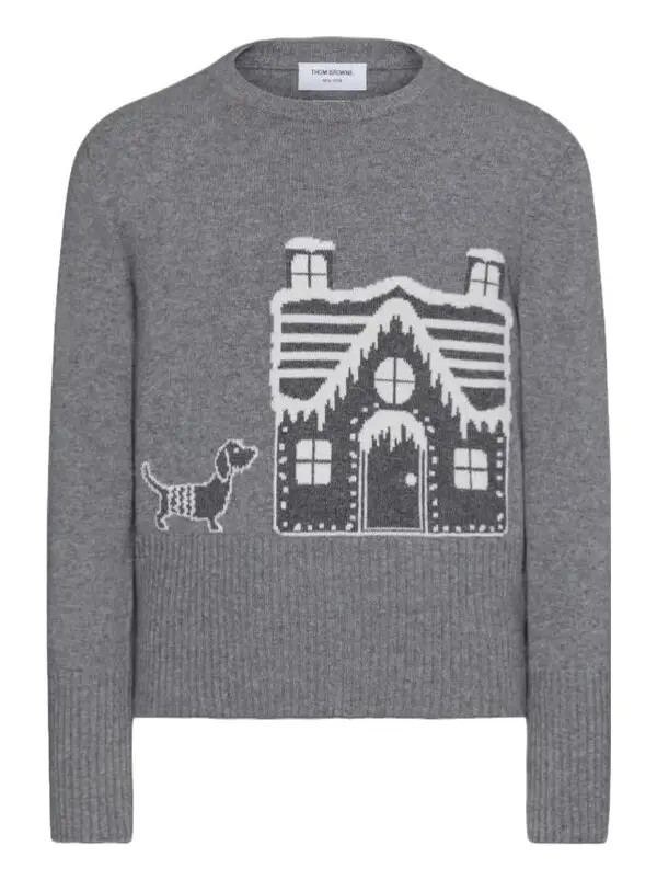 Thom Browne Patterned Jacquard Wool Jumper - Light Gray