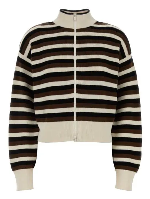 Brunello Cucinelli Striped Zip-up Cardigan - Black