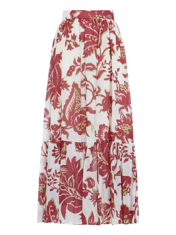Etro Floral Tiered Maxi Skirt - White
