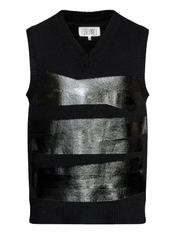 MAISON MARGIELA V-neck Sleeveless Jumper With Ribbed Trims - Black