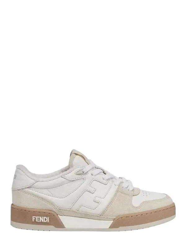 Fendi Round Toe Lace-up Sneakers - White