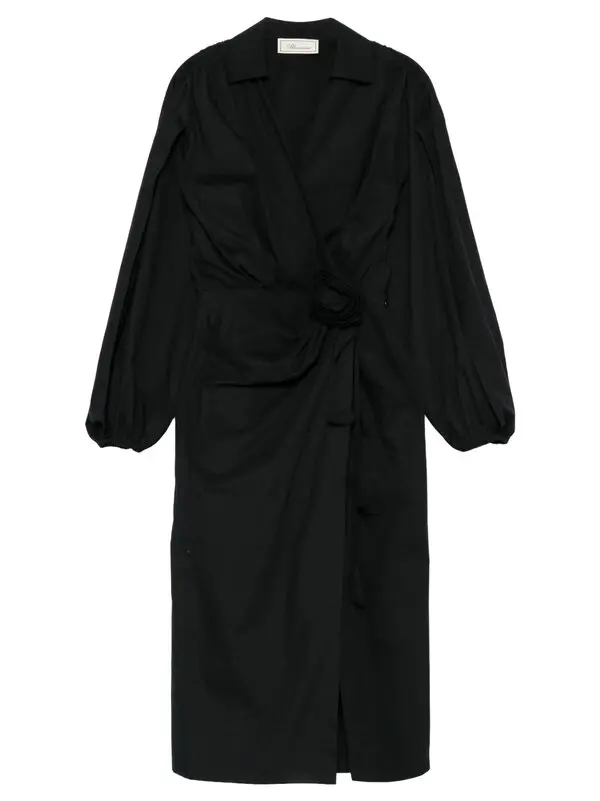Blumarine Floral Appliqué Midi Dress - Black