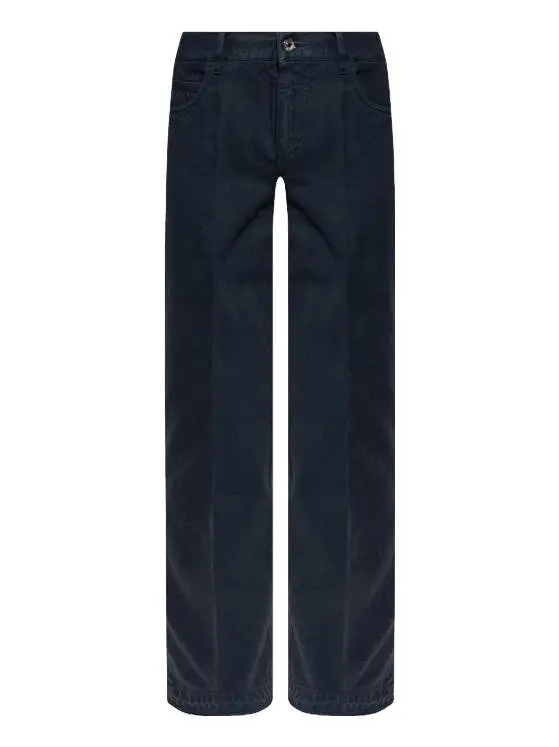 Dolce & Gabbana Logo Tag Frayed Hem Jeans - Navy Blue