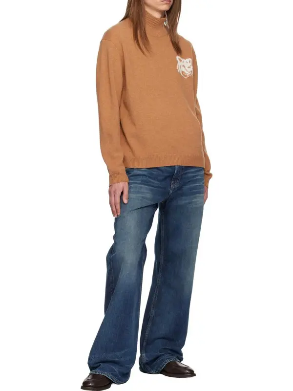 Maison Kitsuné High-neck Knitted Sweater - Brown