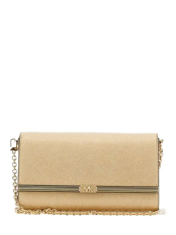 Michael Kors Mona Metallic Clutch Bag - Nude
