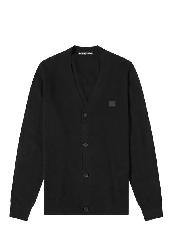 Acne Studios Logo Patch Knitted Cardigan - Black