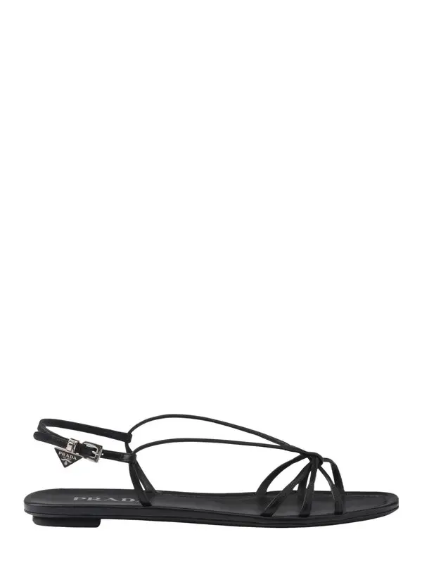 Prada Square-toe Sandals With Buckle Detail - Black