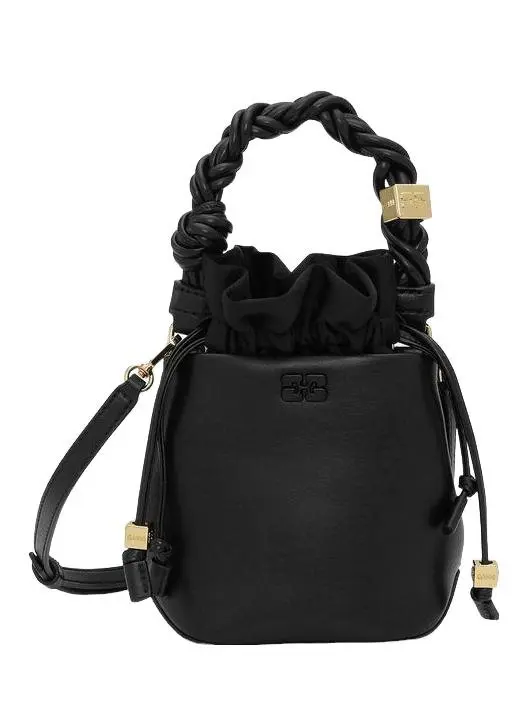 GANNI Bou Mini Drawstring Bucket Bag - Black