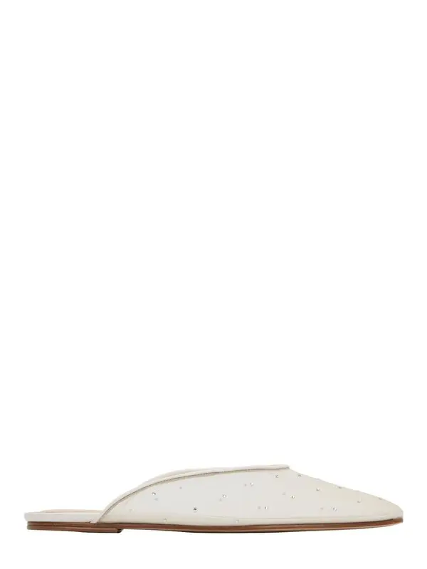 Magda Butrym Mesh Crystal Embellished Flat Mules - Cream