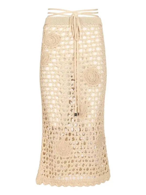 Attico Il Primo Bagno Crochet Beach Skirt - Nude