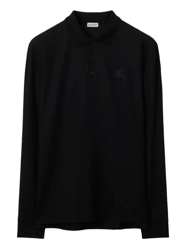 Burberry Long-sleeve Cotton Polo Shirt - Black