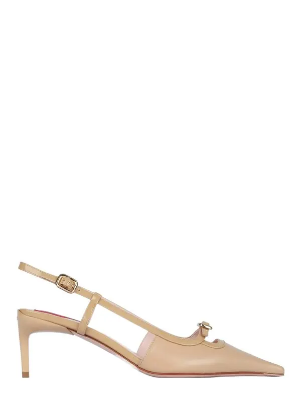 ROGER VIVIER Viv Canard" Buckle Slingback Heels - Beige