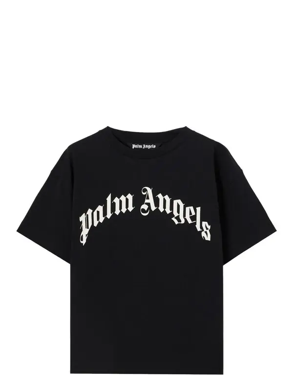Palm Angels Logo Printed Crewneck T-shirt - Black