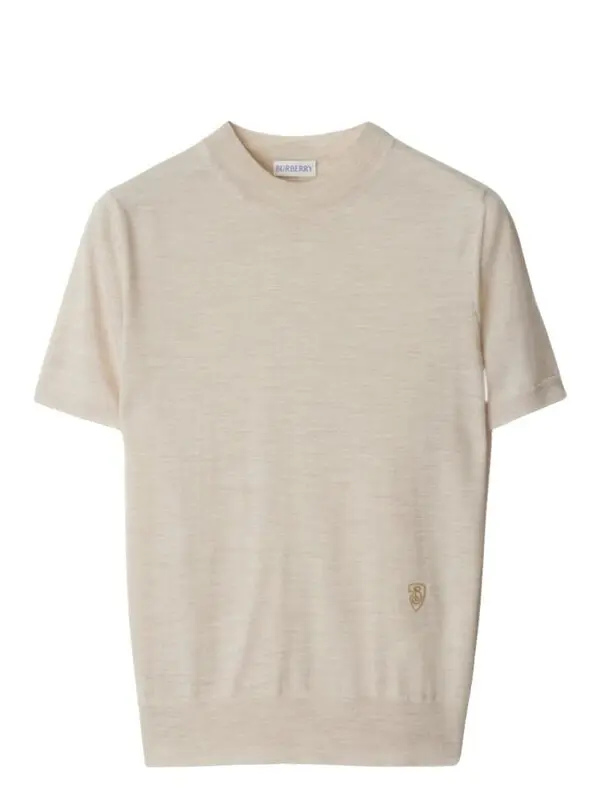 Burberry Logo Embroidered Knitted Top - Nutmeg
