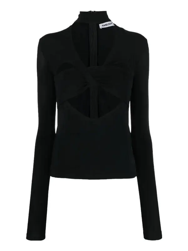 AMBUSH Cut-out Turtleneck Top - Black