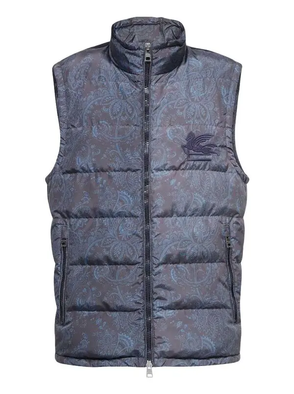 Etro High Collar Sleeveless Vest - Gray