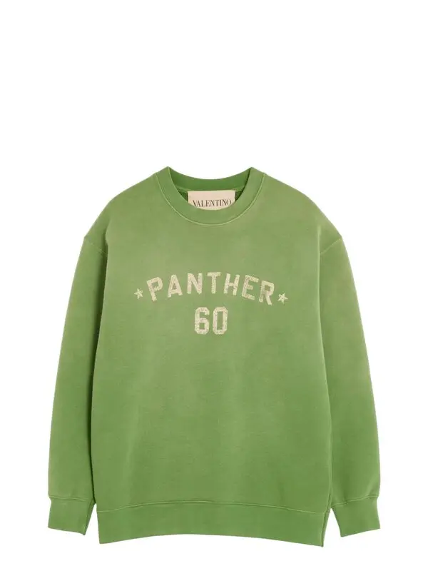 Valentino Garavani Crewneck Sweatshirt With Chez Print - Green