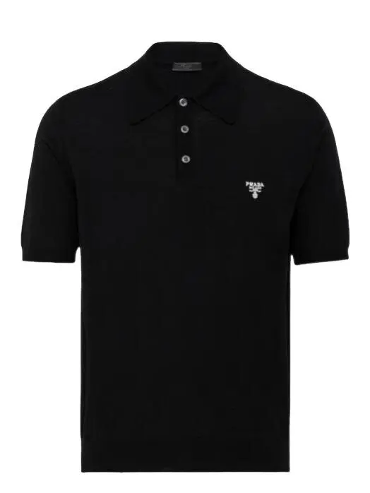 Prada Logo Detailed Short-sleeved Polo Shirt - Black