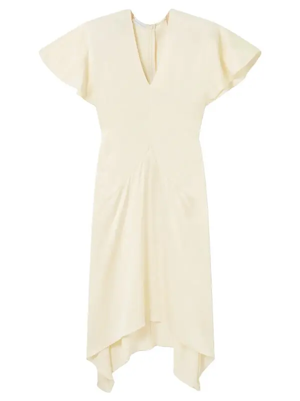 Stella McCartney V-neck Satin Midi Dress - Buttermilk