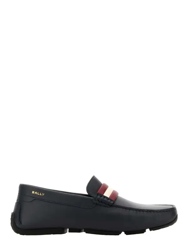 Bally Logo Printed Striped Slip-on Loafers - Blue