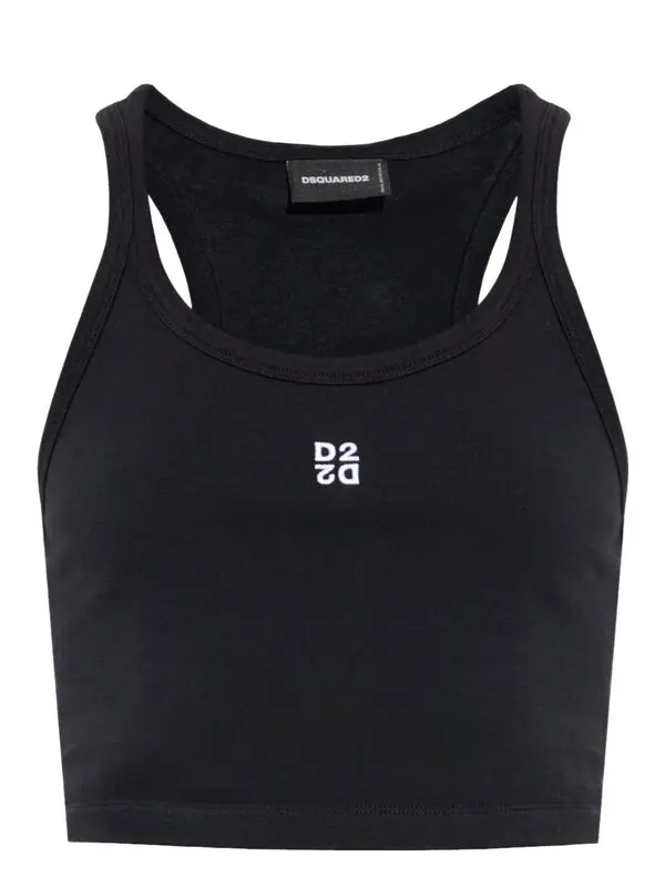 Dsquared2 D2 Logo Embroidered Sleeveless Tank Top - Black