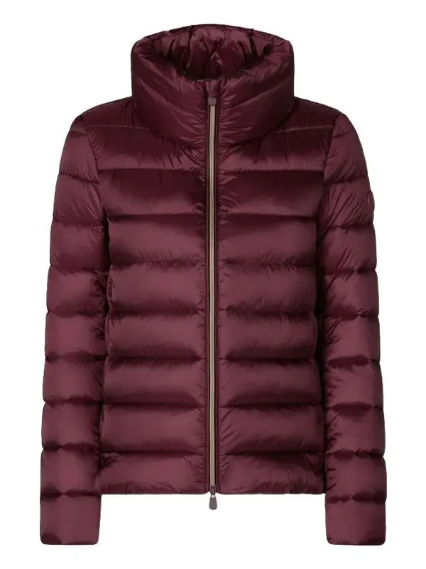SAVE THE DUCK Zip-up Quilted Puffer Jacket With Funnel Neck - Red