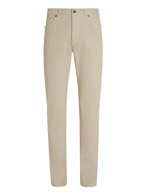 Zegna Z Logo Patch Slim-cut Jeans - Nude