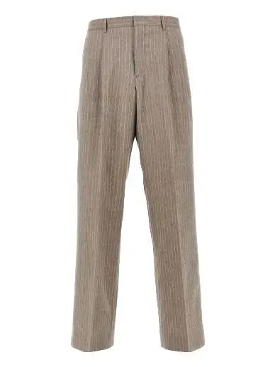 SUNFLOWER Pinstripe Pleated Trousers - Nude