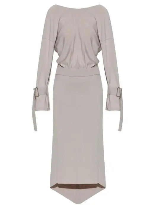 LANVIN Tie-back Midi Dress - Grey