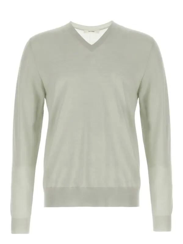 THE ROW Dimarco V-neck Fine Knit Sweater - Green