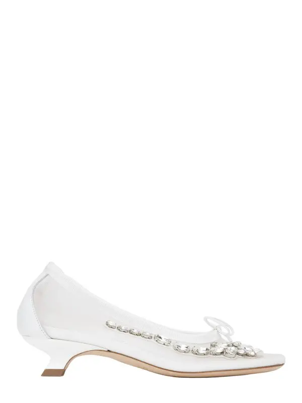 Simone Rocha Embellished Flower Ballerina Pumps - White