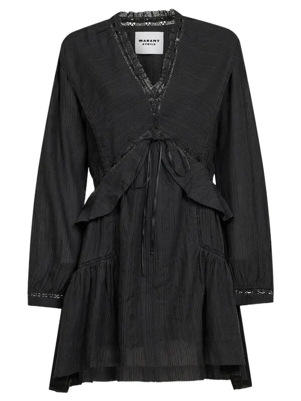 Isabel Marant Étoile Damya V-neck Lace Mini Dress - Black