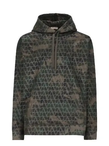 Valentino Garavani Camouflage Print Drawstring Hoodie - Black