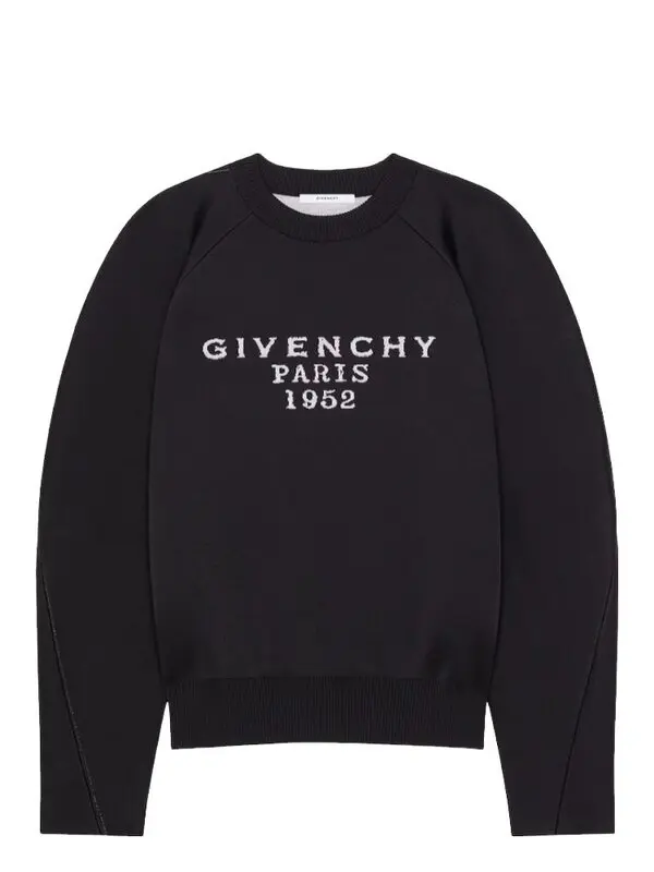 Givenchy Long-sleeve Wool-viscose Sweater With Paris 1952 Jacquard - Black