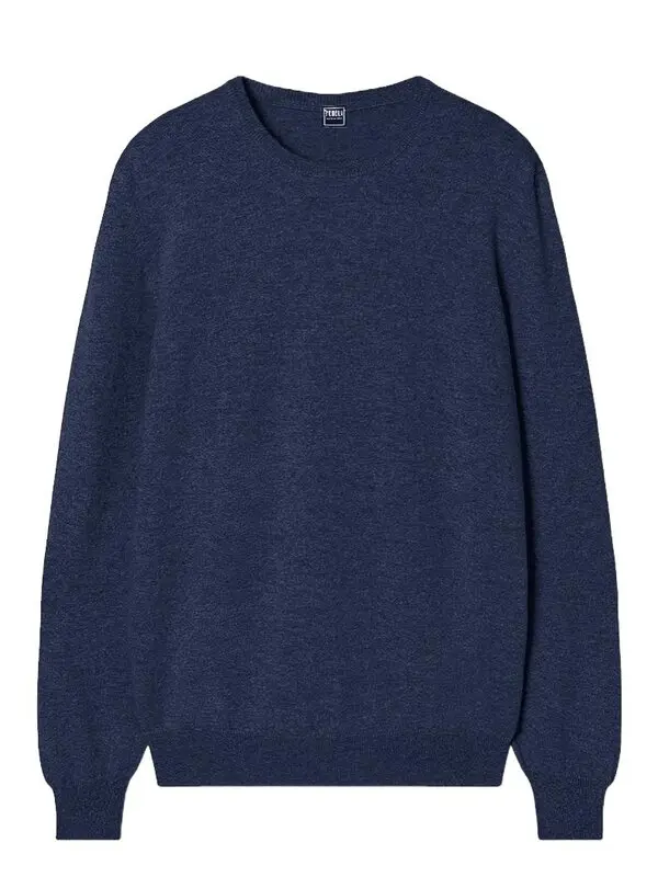 Fedeli Long-sleeve Ribbed Sweater - Dark Blue
