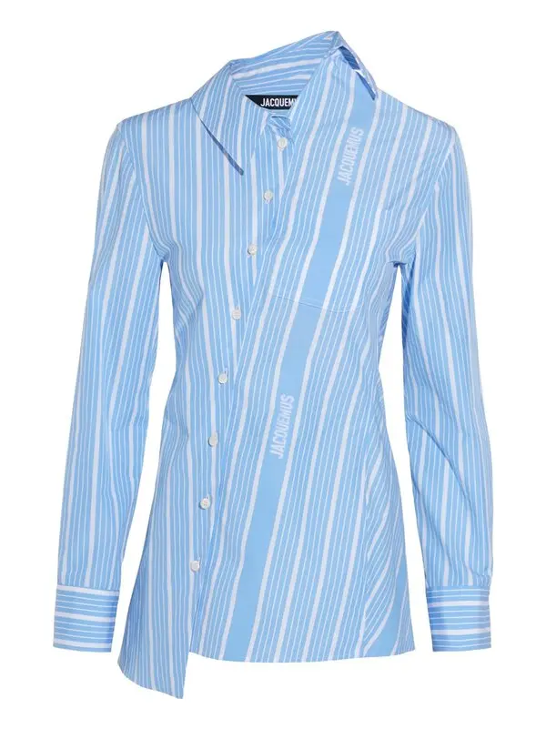 Jacquemus Pablo Asymmetrical Stripe Shirt - Jacquard Blue/white