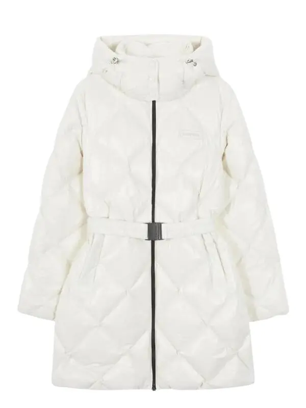 Duvetica Long Sleeve Quilted Down Jacket With Hood - White