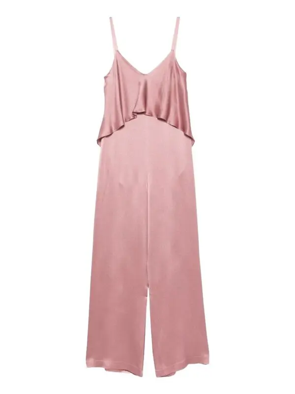 Antonelli Firenze Spaghetti Strap Bodysuit With Ruffle Hem - Pink