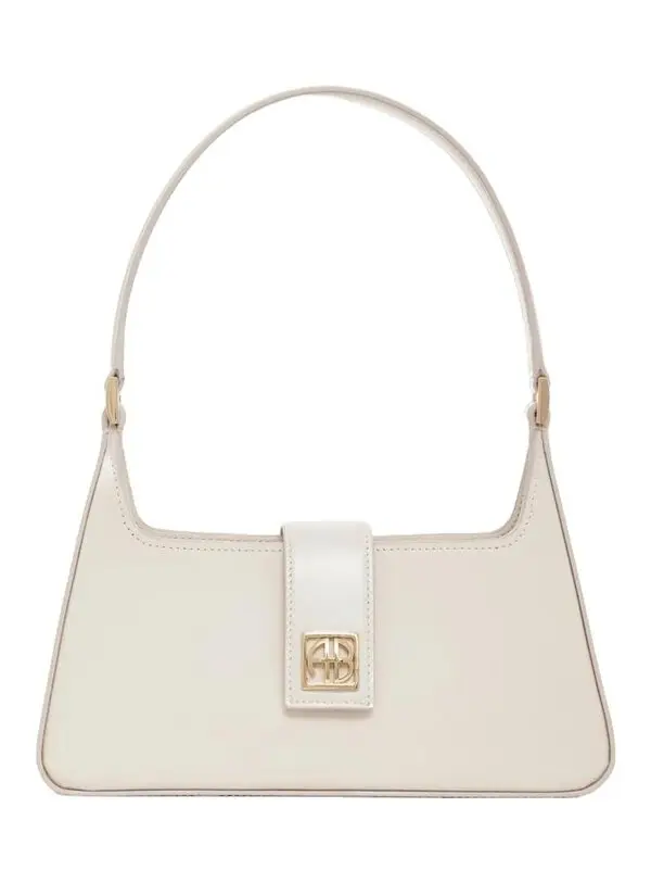 ANINE BING Lou Logo Plaque Shoulder Bag - Ivory White