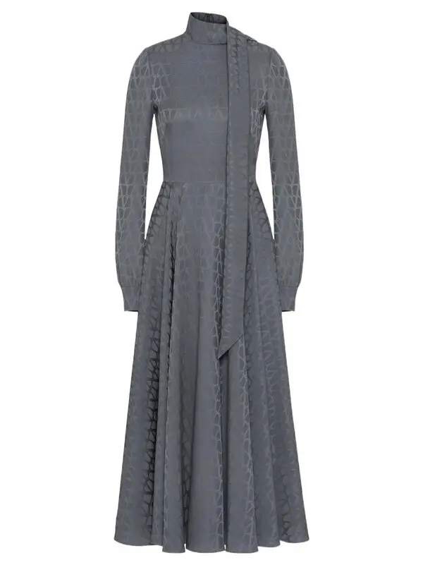 Valentino Garavani Iconograph Print Midi Dress - Stone Gray