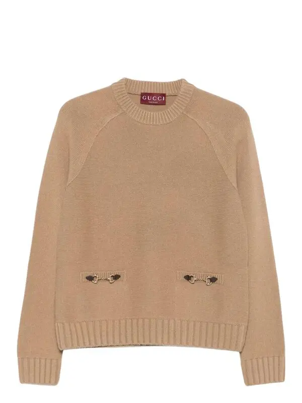 Gucci Horsebit Detailed Knit Sweater - Camel