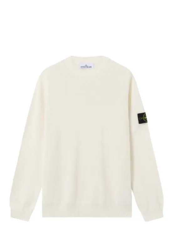 Stone Island Logo Patch Raglan Sleeve Crewneck Jumper - Ivory
