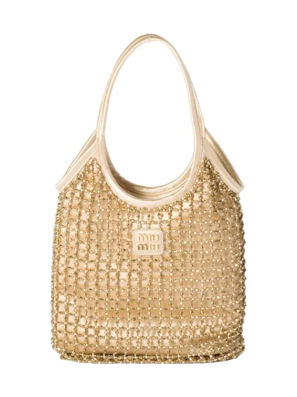 Miu Miu Beaded Duchesse Top Handle Bag - Nude
