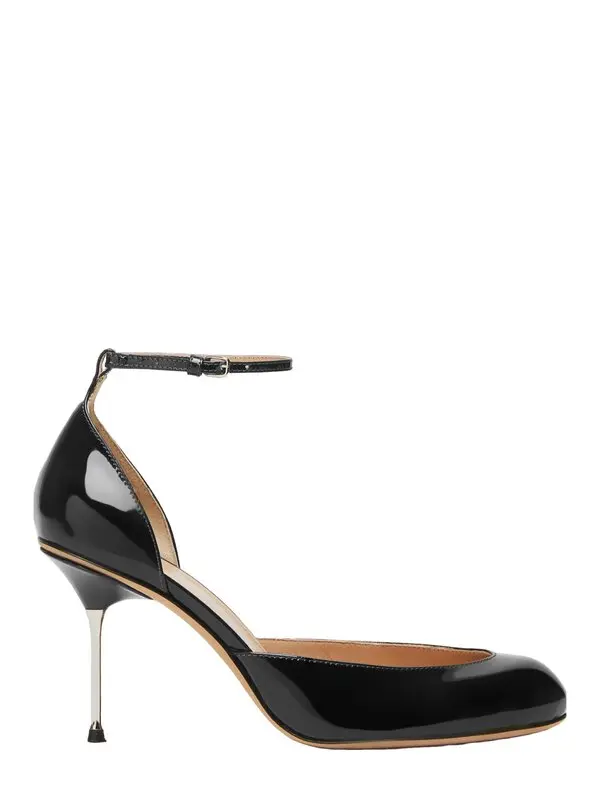Sportmax Ankle Strap Pointed Pumps With Palladium-finished Heel - Black