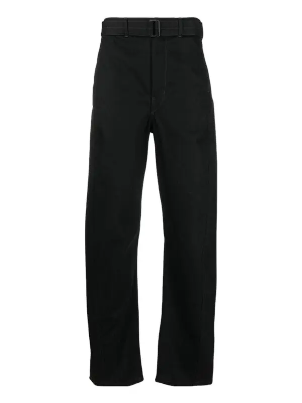 LEMAIRE Belted Straight-leg Pants - Black