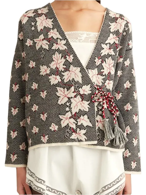 BODE Patterned Jacquard Knit Cardigan With Tassel Details - Multicolor